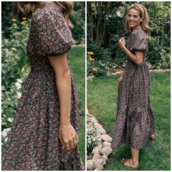 Doen | Dresses | Doen Dune Dark Floral Midi Dress In Liberty Of London ...